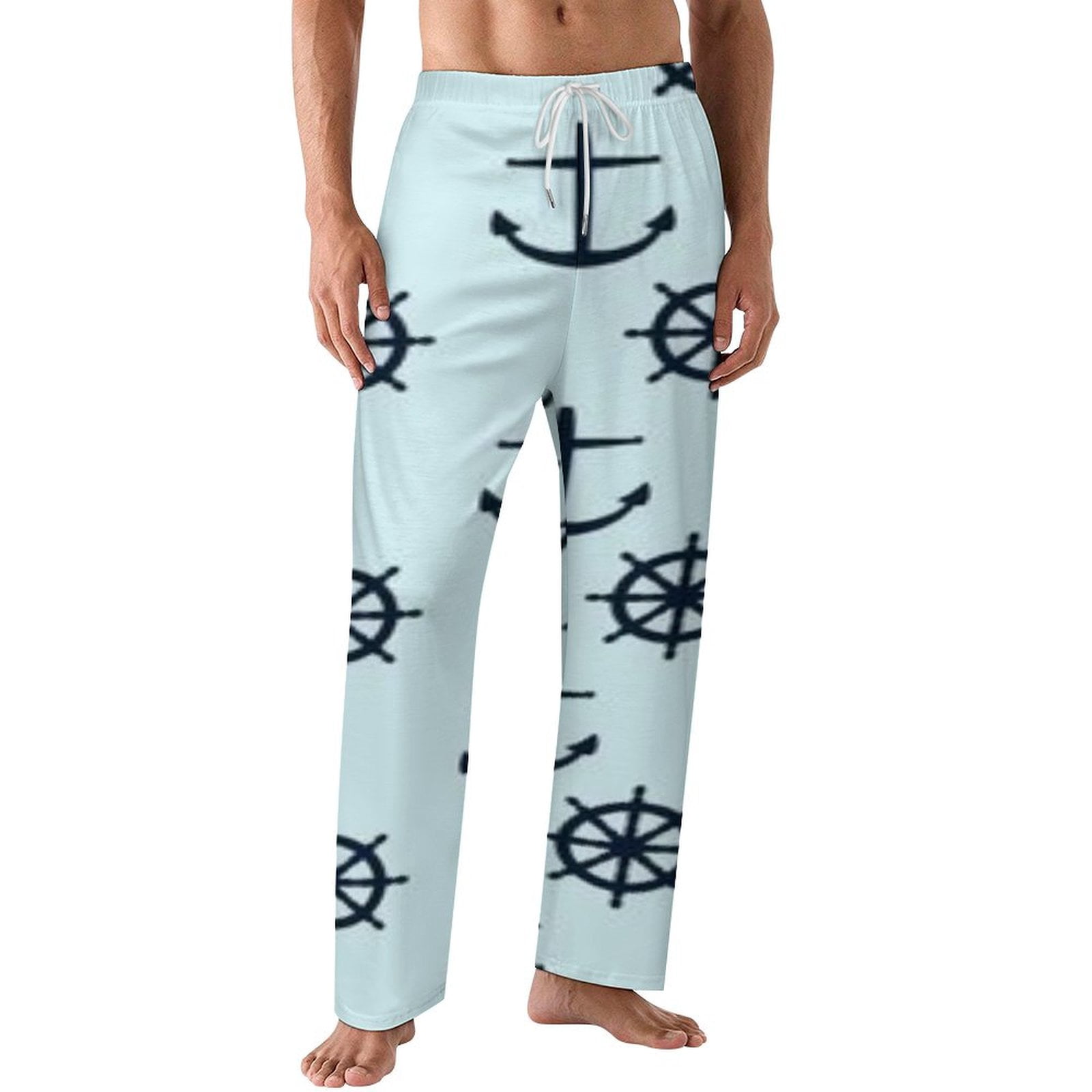 Navy Blue Anchor Mens Pajamas Pajama Pants Mens Sleepwear Lounge Sleep ...