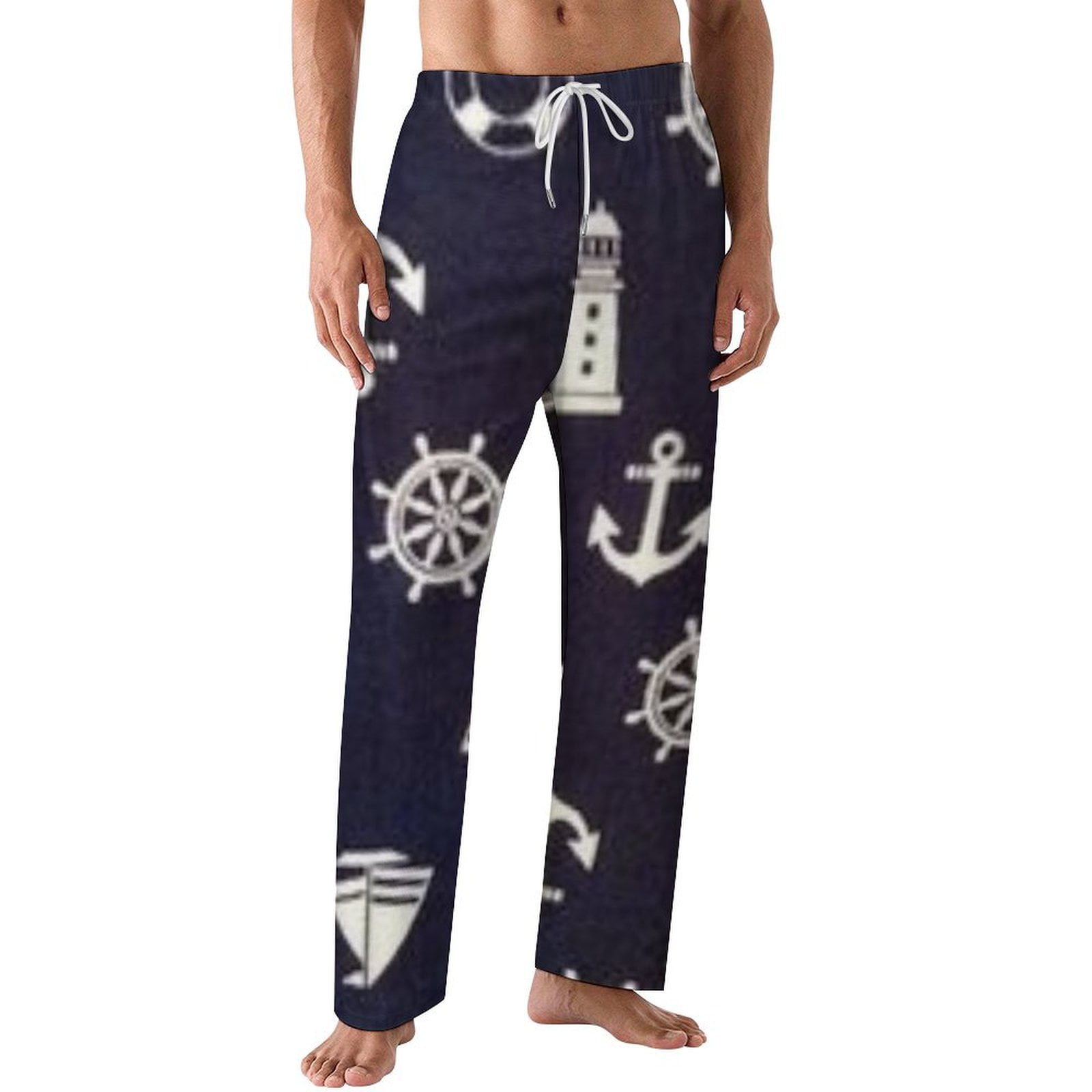 Navy Blue Anchor Mens Pajamas Pajama Pants Mens Sleepwear Lounge Sleep ...