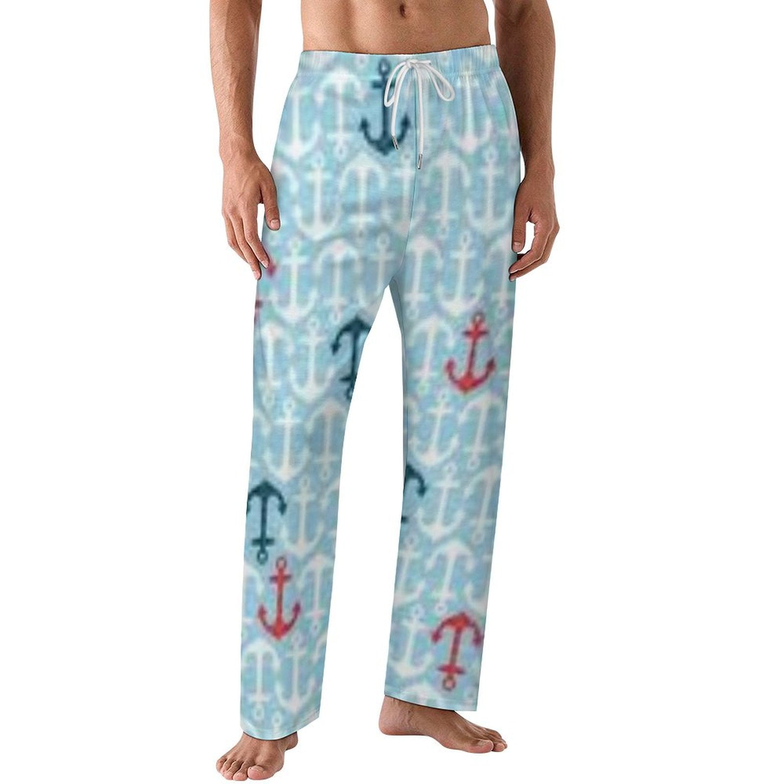 Navy Blue Anchor Mens Pajamas Pajama Pants Mens Sleepwear Lounge Sleep ...