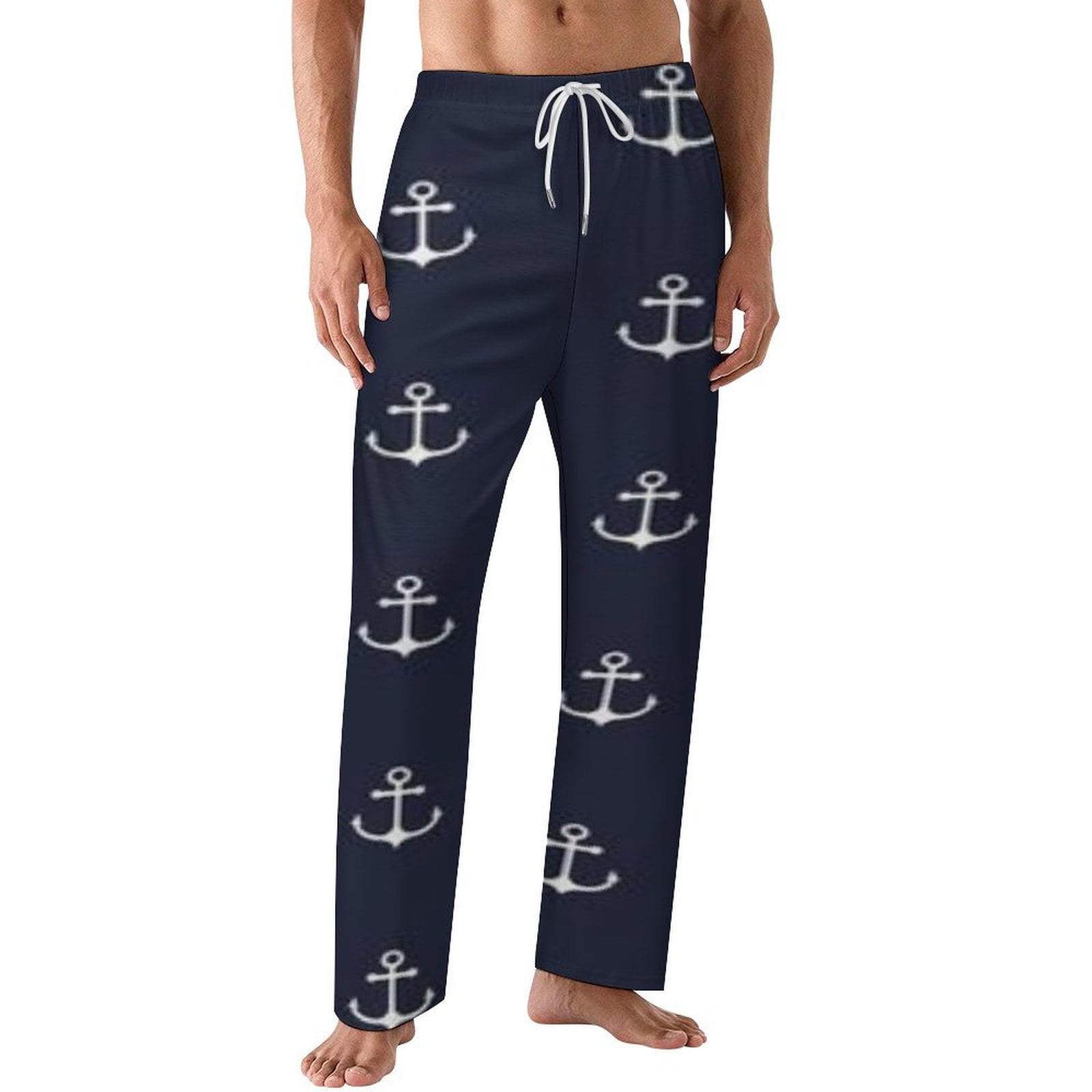 Navy Blue Anchor Mens Pajamas Pajama Pants Mens Sleepwear Lounge Sleep ...