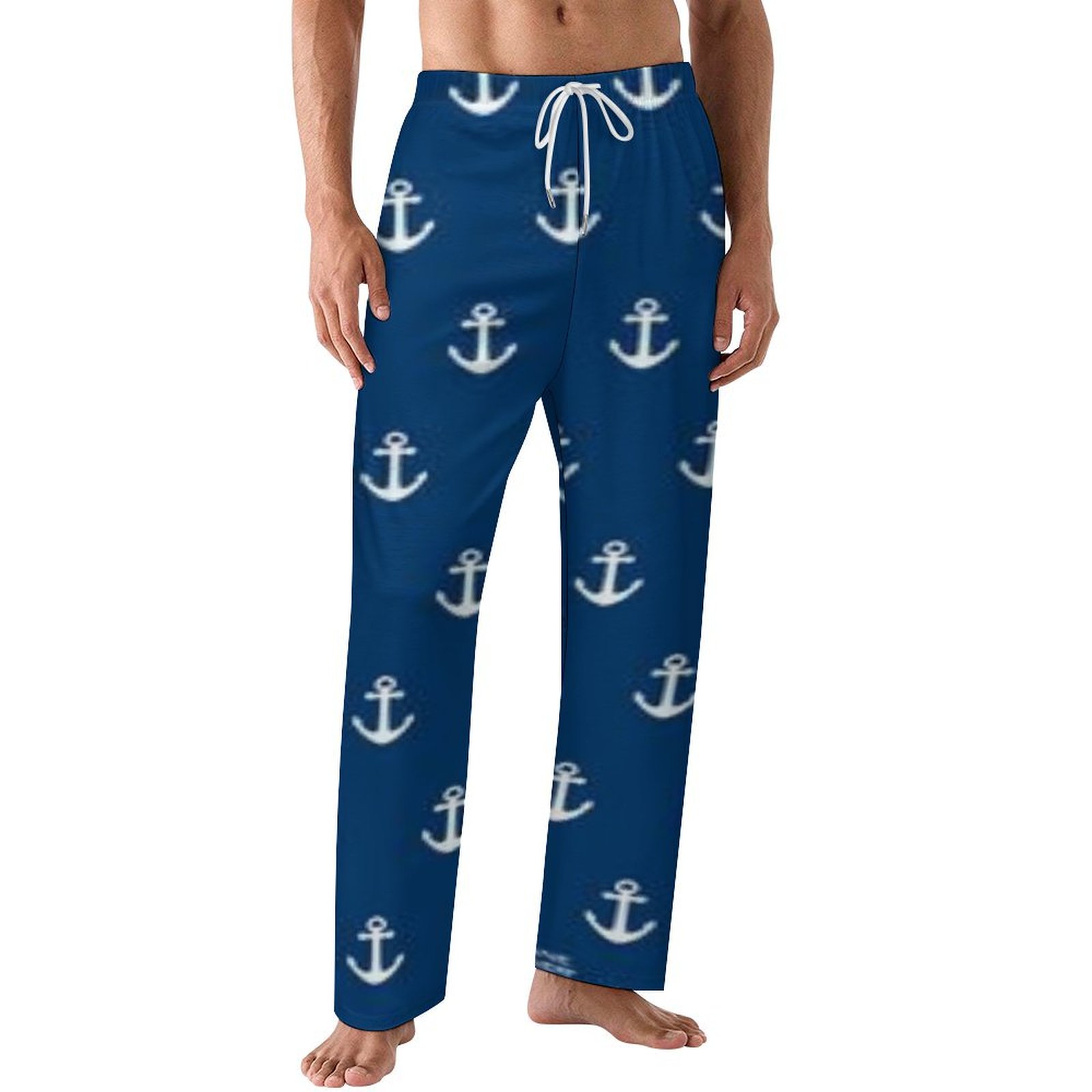 Navy Blue Anchor Mens Pajamas Pajama Pants Mens Sleepwear Lounge Sleep ...