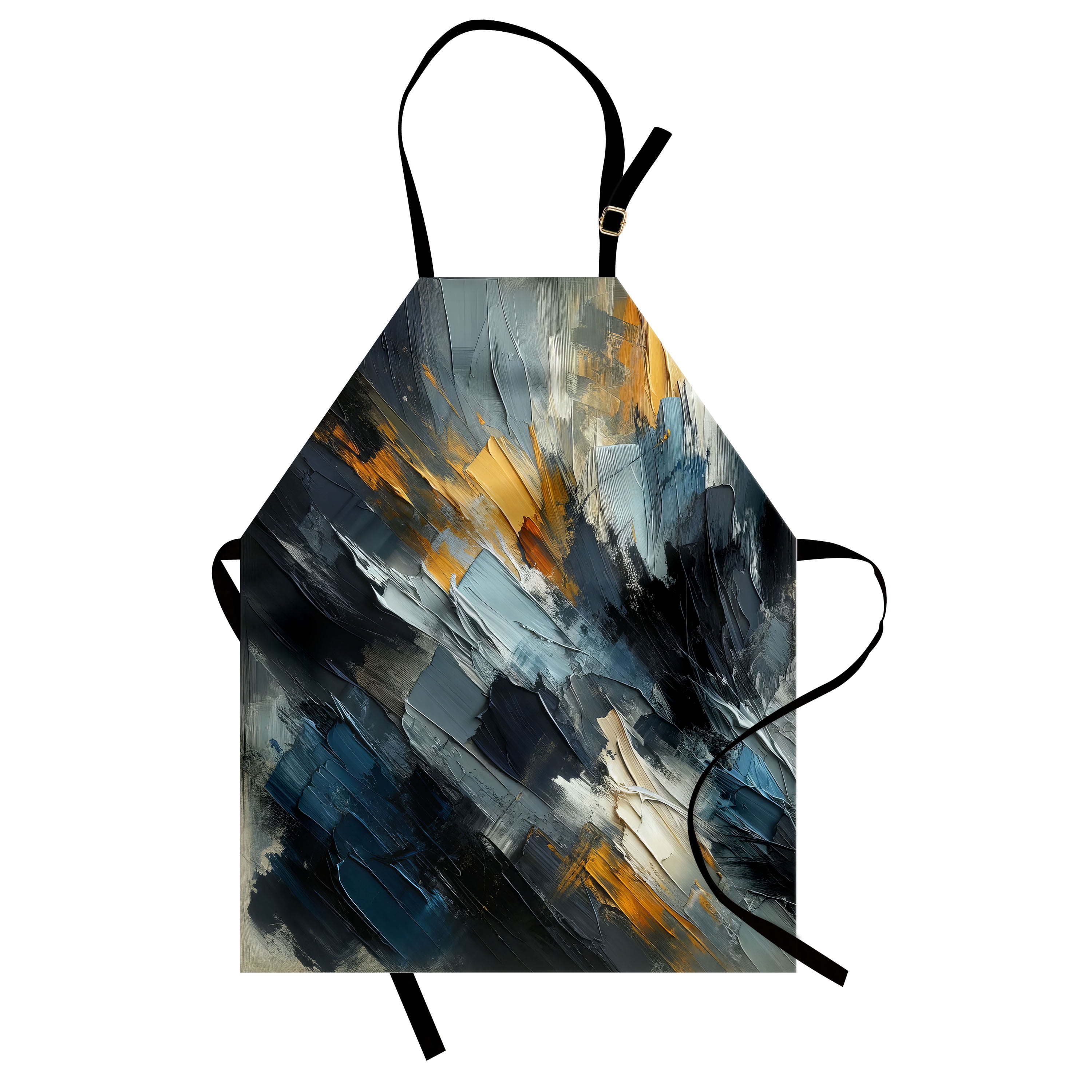 Navy Blue Apron, Abstract Modern Contemporary Brushstroke Style Oil ...
