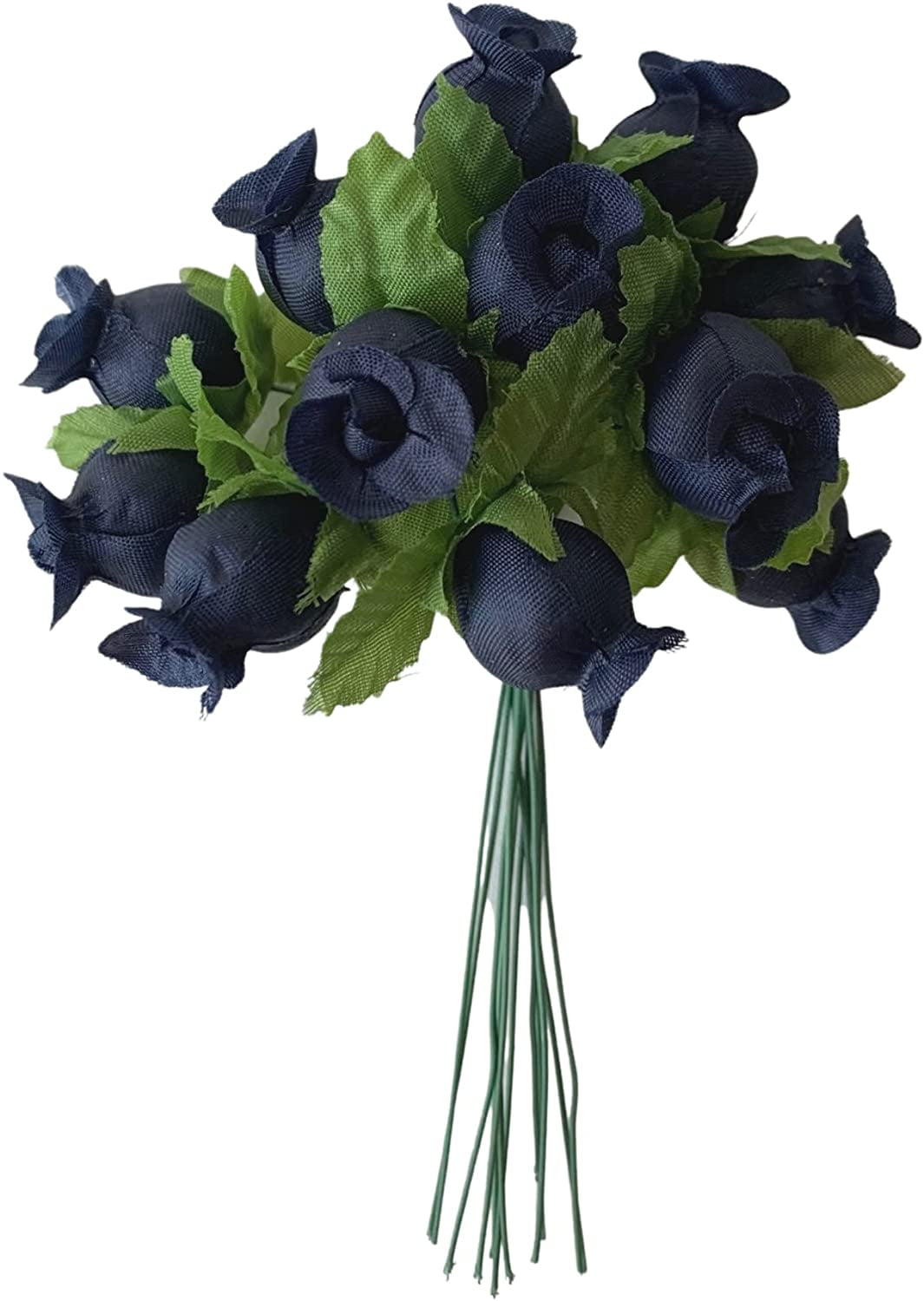 Navy Blue Artificial Silk Flower Roses - 12 Mini Bouquets of 12 ...