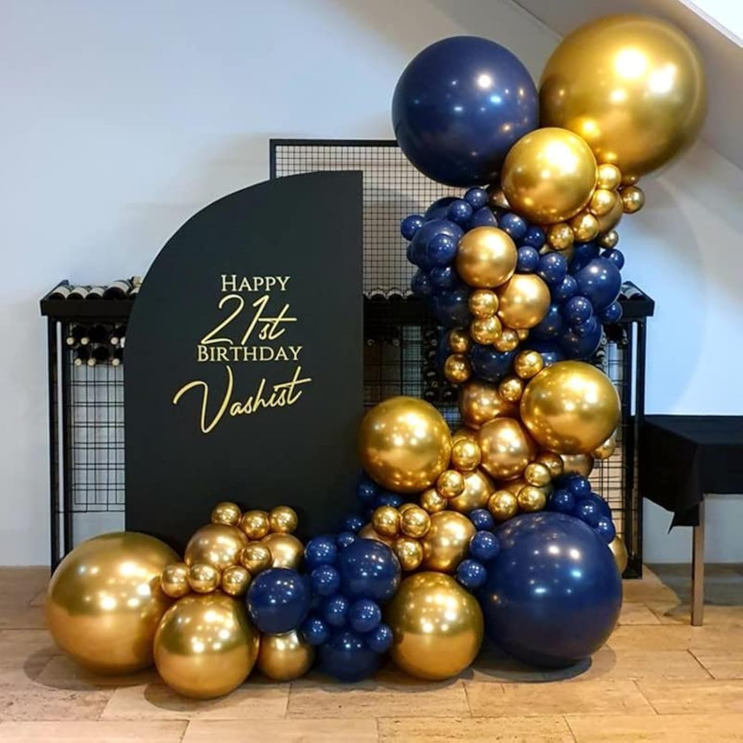 Navy Blue Balloons Arch STF9 Garland Kit 119pcs Chrome Gold Balloons ...