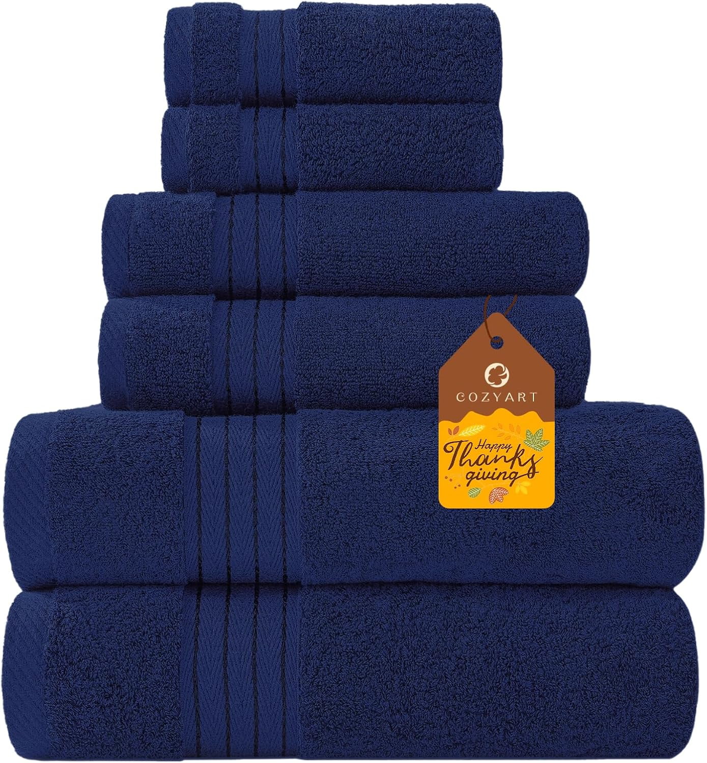 Navy Blue Bath Towels Set, Turkish Cotton Hotel Towels for Bathroom ...