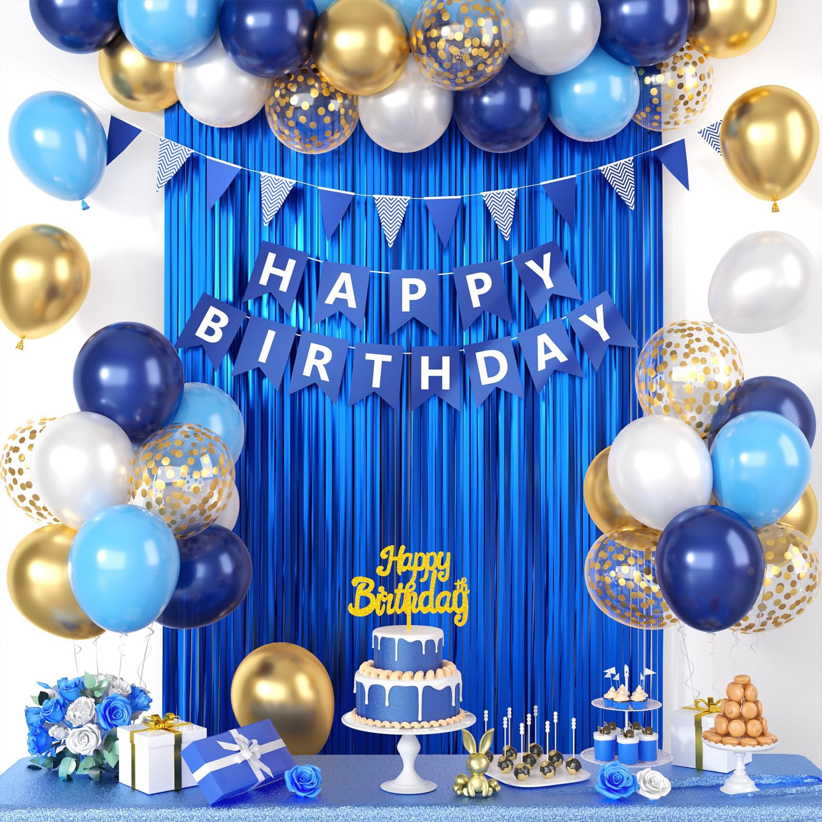 Navy Blue Birthday Decorations, STF9 Dark Happy Birthday Party ...