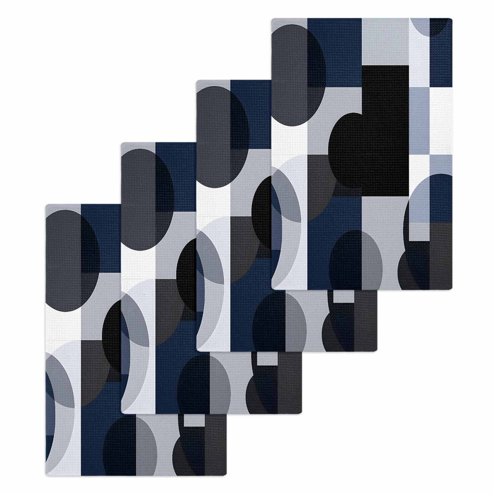 Navy Blue Black Kitchen Dish Towels for Drying Dishes Set of 4, Art ...