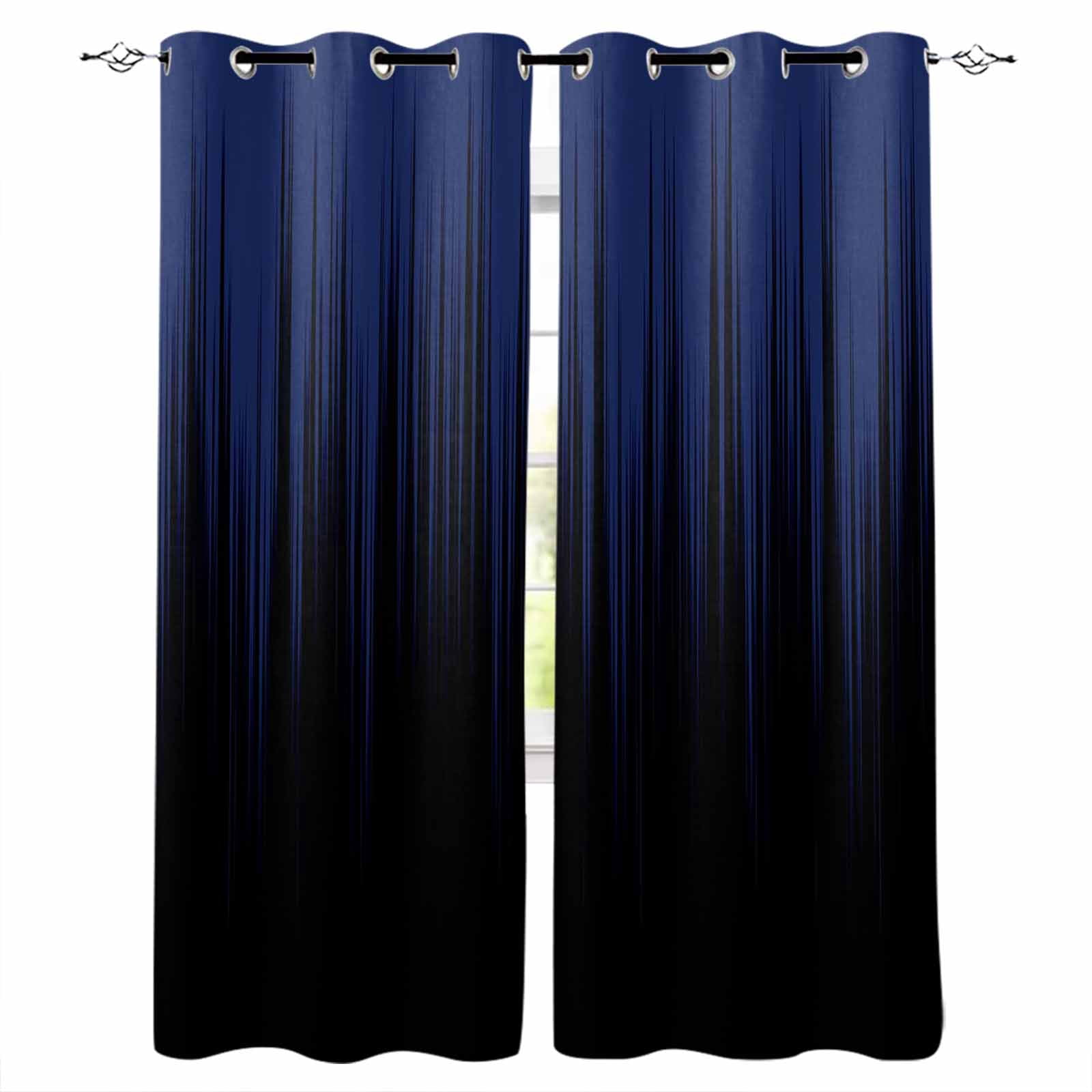 Navy Blue Black Ombre Blackout Curtains 54 Inch Length 2 Panels Set for ...