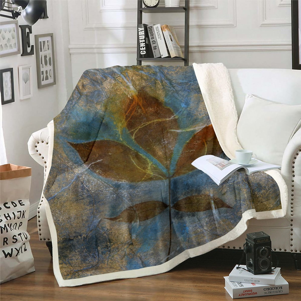 Navy Blue Blanket Modern Mid Century Throw Blanket for Bed, Grunge Tie ...