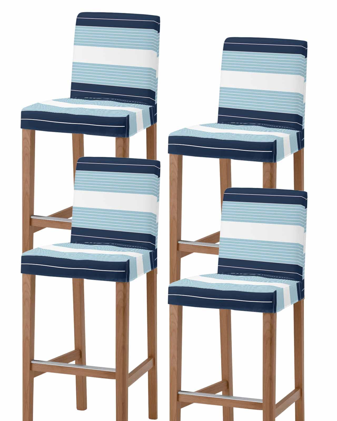 Navy Blue Blue Bar Stool Chair Covers Set of 4 with Back,Modern ...