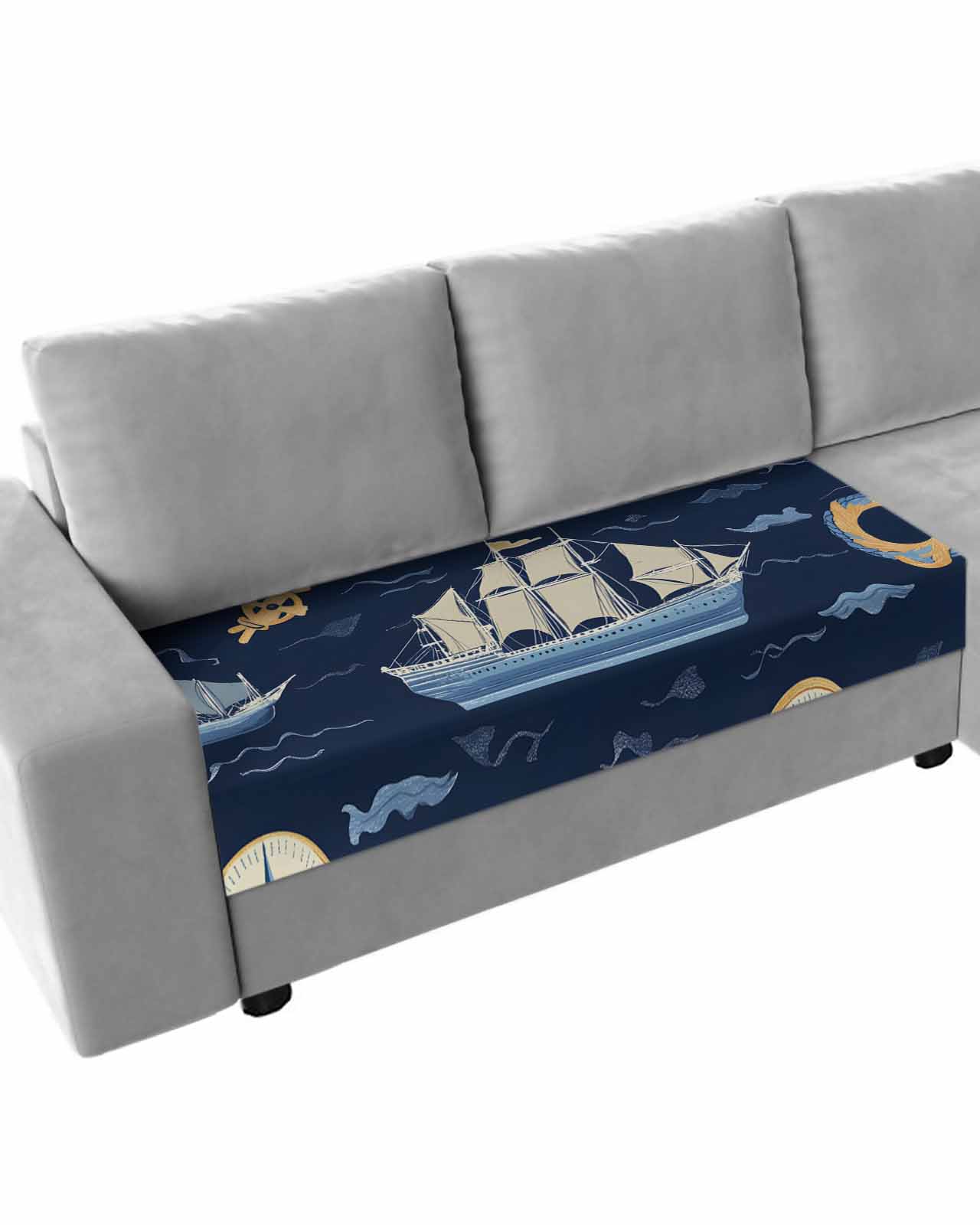 Navy Blue Boat Coastal Sofa Couch Cushion Covers Washable, Removable ...