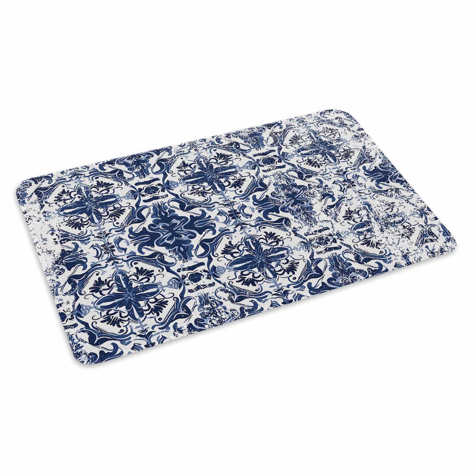 Navy Blue Boho Doormat Outdoor Entrance 16"x24", Ehtnic Abstract Art ...