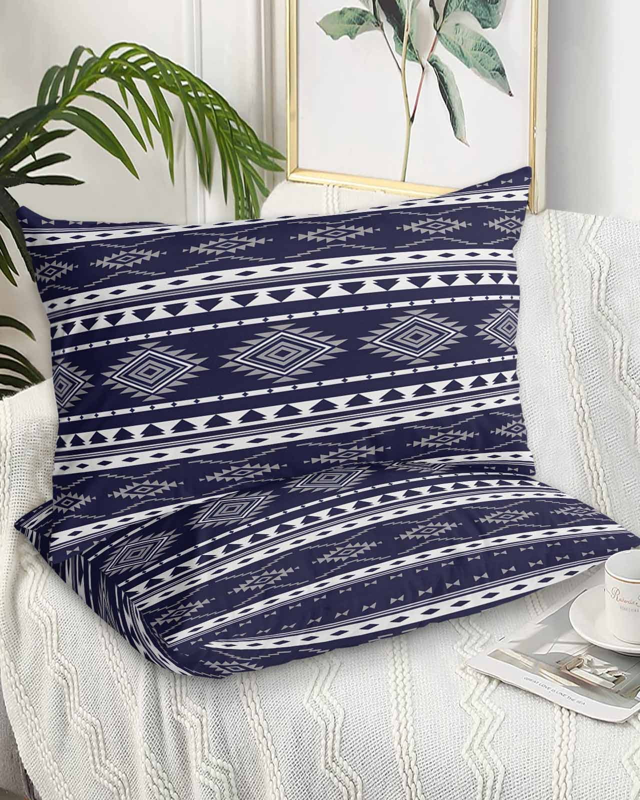Navy Blue Boho Pillow Cases Standard Size Set of 2 - Microfiber Bed ...