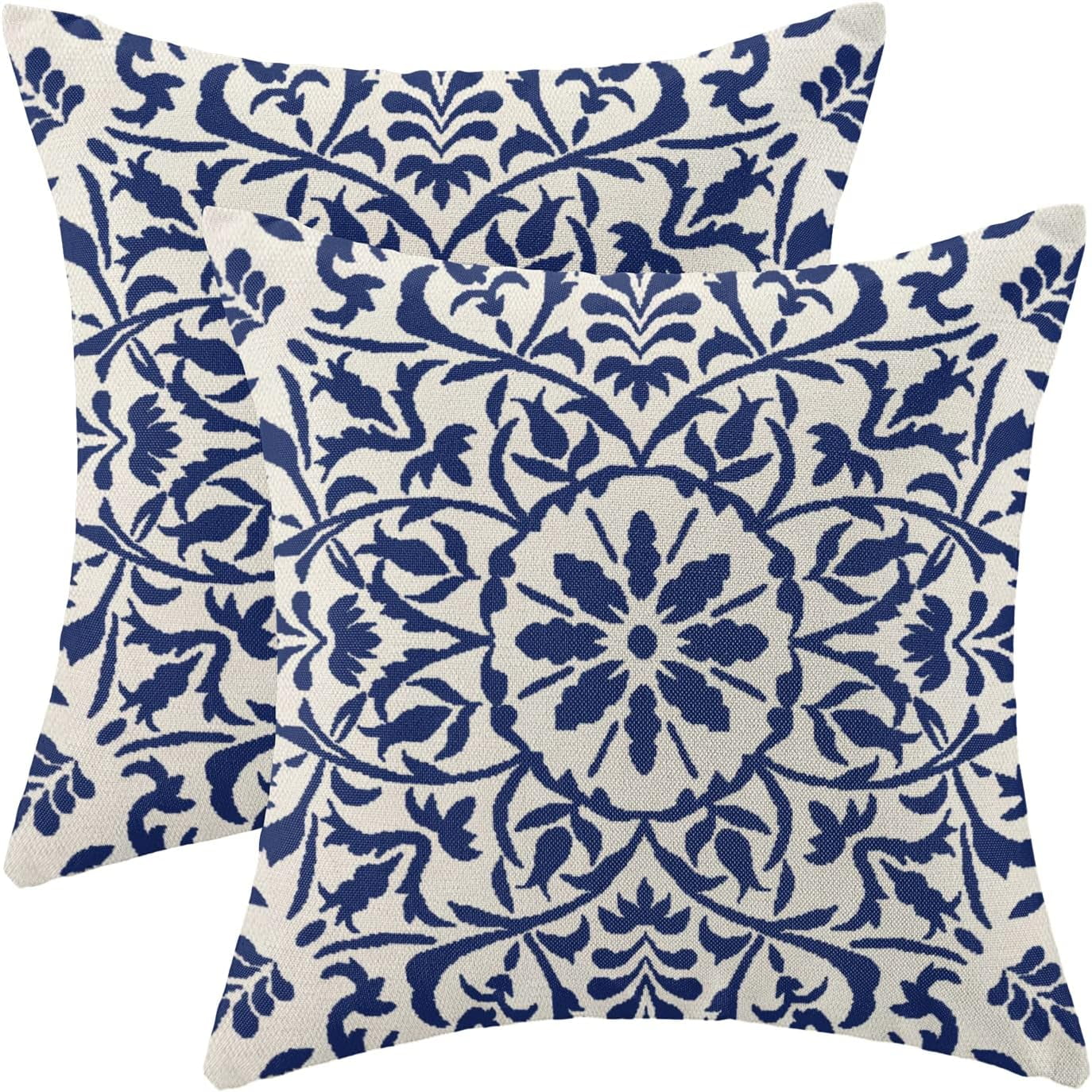 Navy Blue Boho Pillow Covers 18x18 Inch Set of 1, Bohemian Ethnic ...