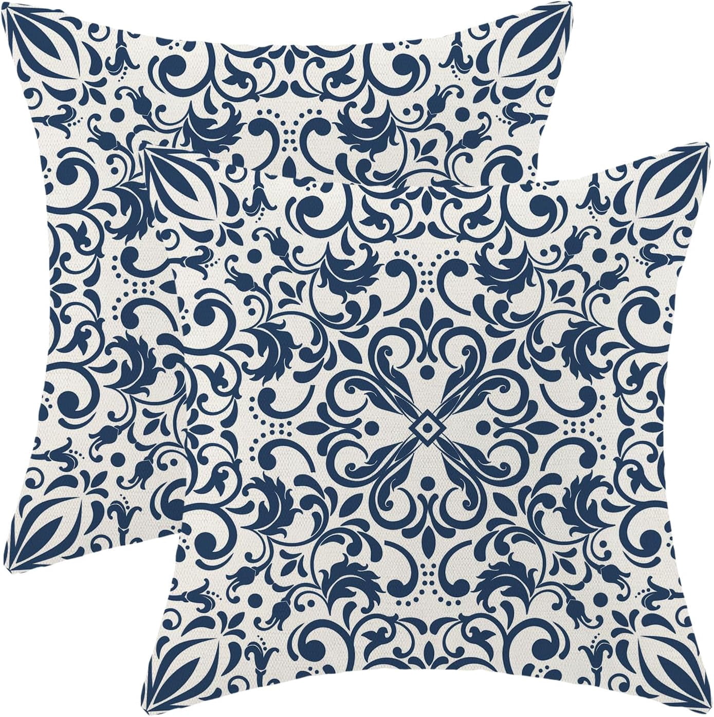 Navy Blue Boho Pillow Covers 18x18 Set of 2, Bohemian Ethnic Design ...