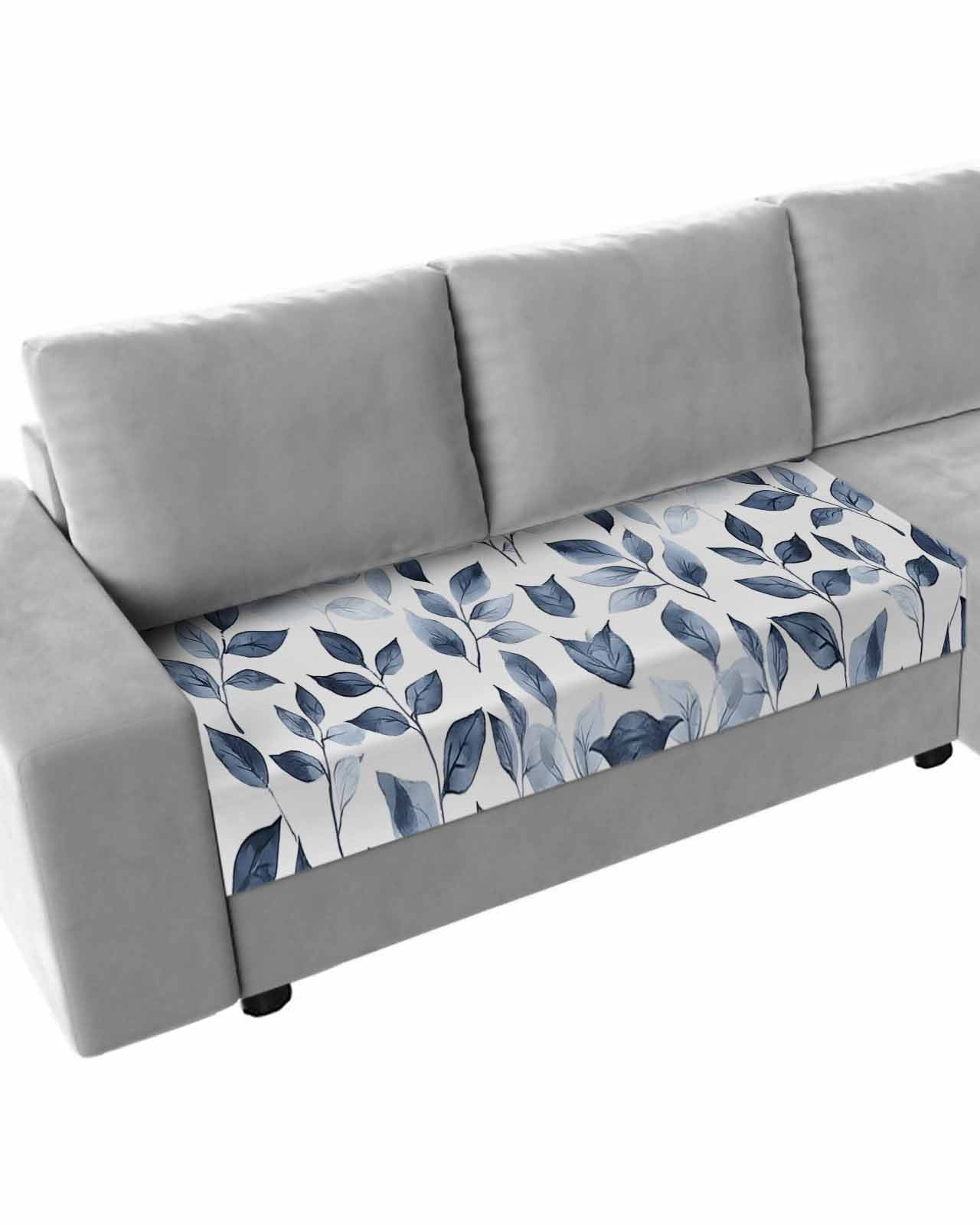 Navy Blue Botanical Sofa Couch Cushion Covers Washable, Removable ...