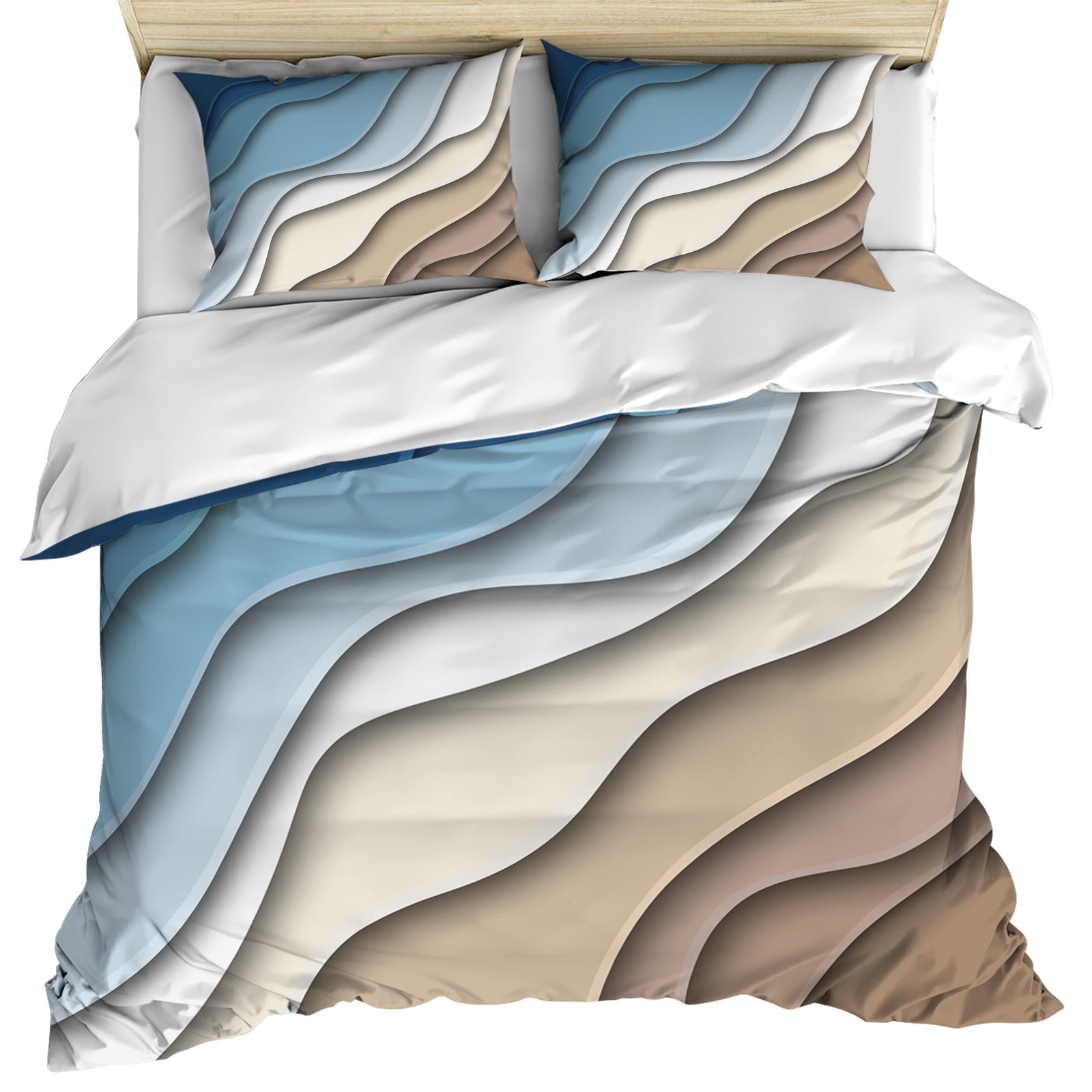 Navy Blue Brown Ombre Bedding 3 Piece Duvet Cover Set California King ...