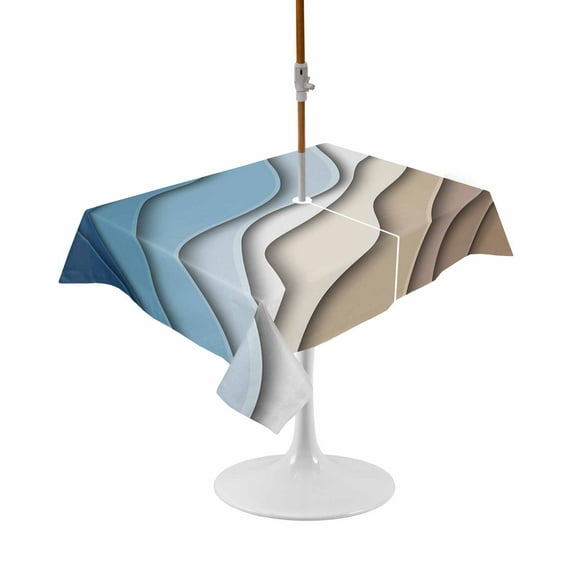 Navy Blue Brown Ombre Rectangle Outdoor Tablecloth, Waterproof Table ...