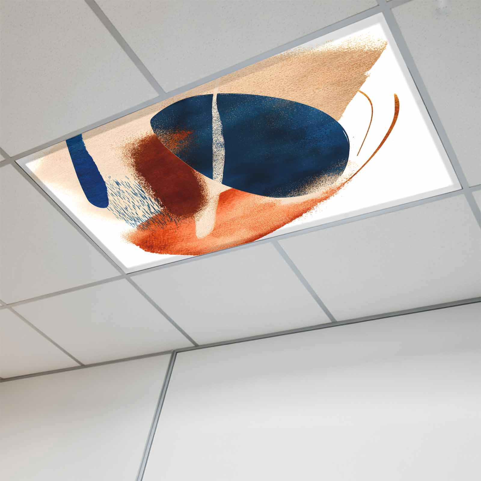 Navy Blue Burnt Orange Fluorescent Light Covers, Abstract Contemporary ...