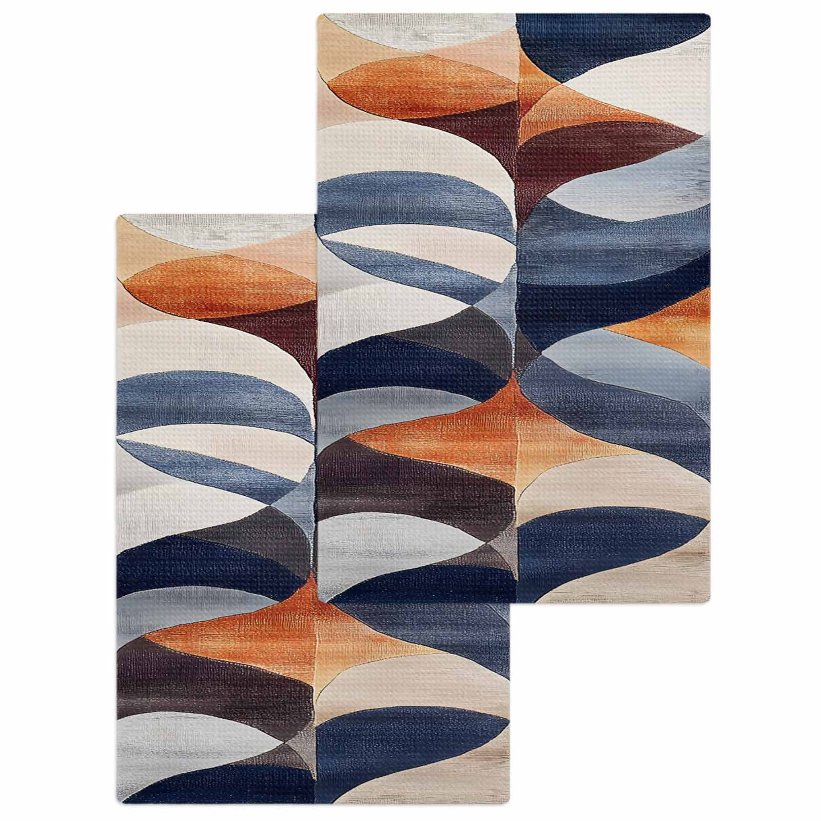 Navy Blue Burnt Orange Kitchen Dish Towels for Drying Dishes Set of 2 ...
