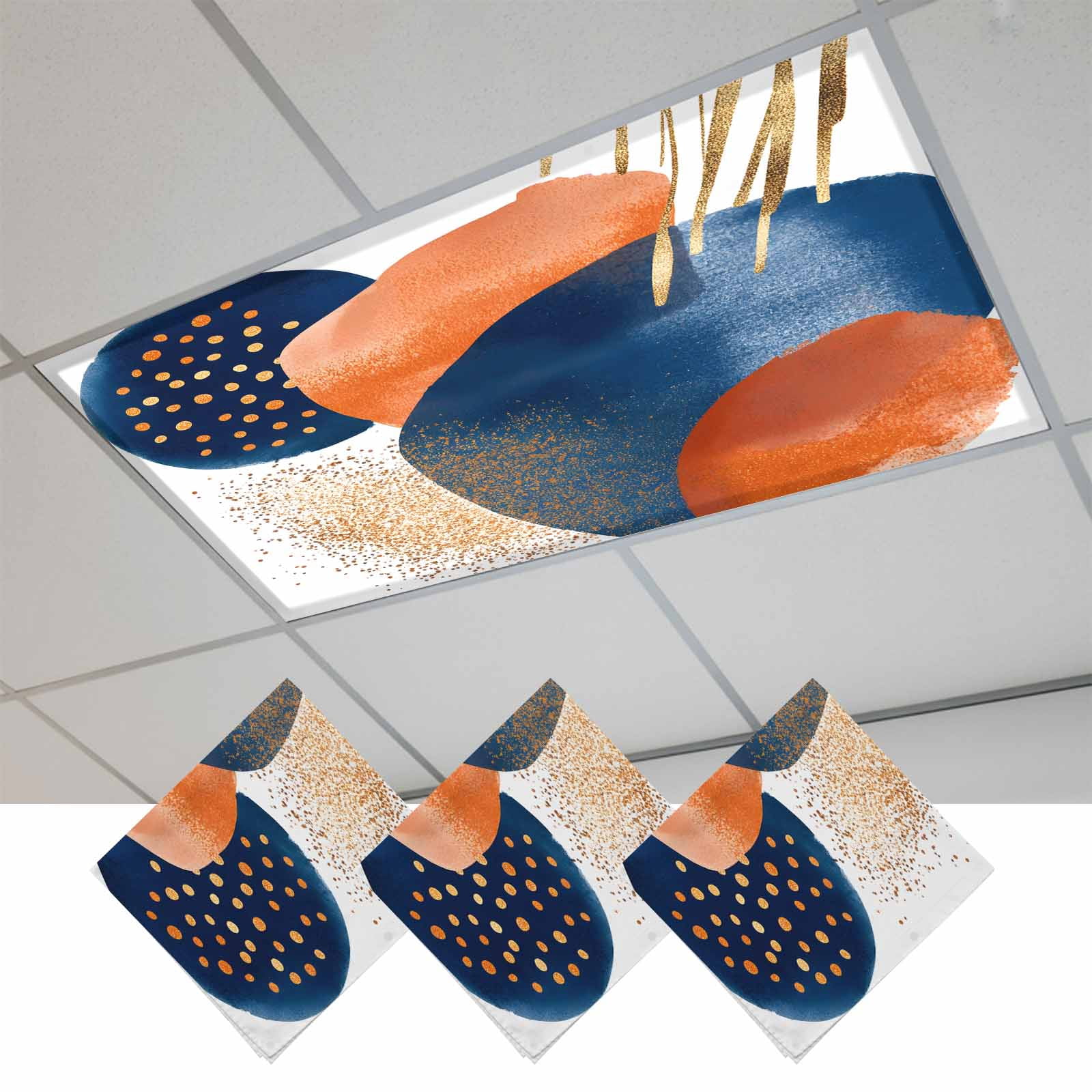 Navy Blue Burnt Orange Magnetic Fluorescent Light Covers for Ceiling ...