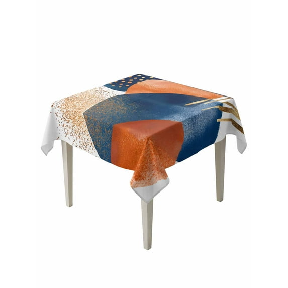 Navy Blue Burnt Orange Table Cloth, Abstract Modern Geometric ...