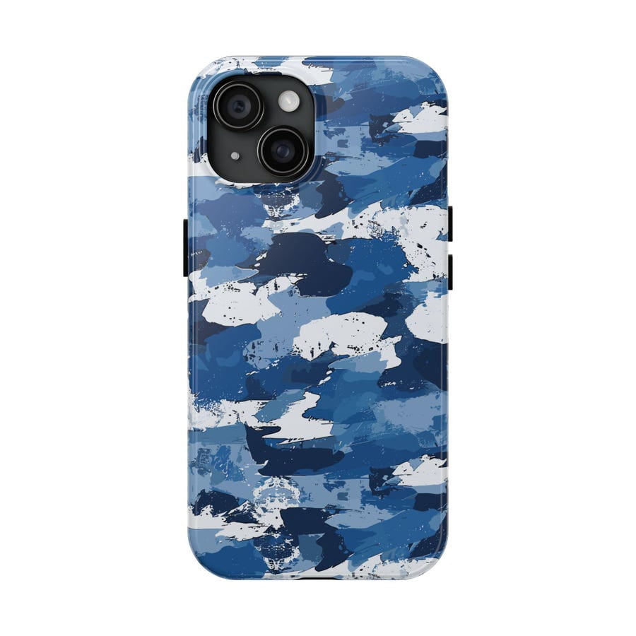 Navy Blue Camouflage Military Case for iPhone 11 12 13 14 15 16 17 Pro ...