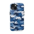 Navy Blue Camouflage Military Case for iPhone 11 12 13 14 15 16 17 Pro ...