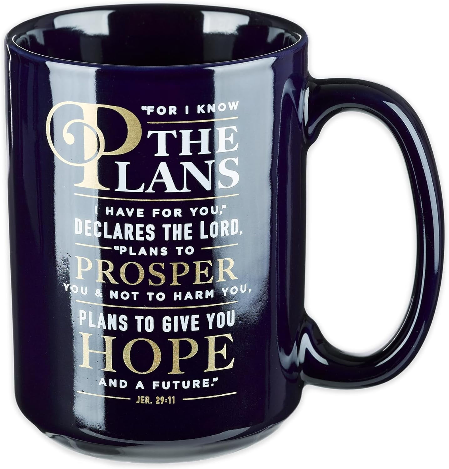 Navy Blue Ceramic Coffee Mug – 14 oz. Microwave and Dishwasher-safe ...