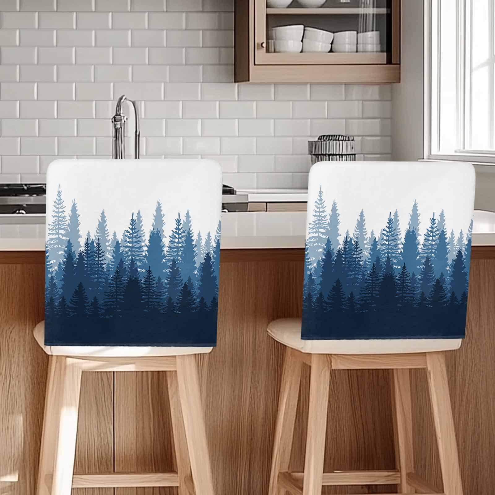 Navy Blue Chair Covers Set of 8 Forest Nature Woodland Tree Misty ...