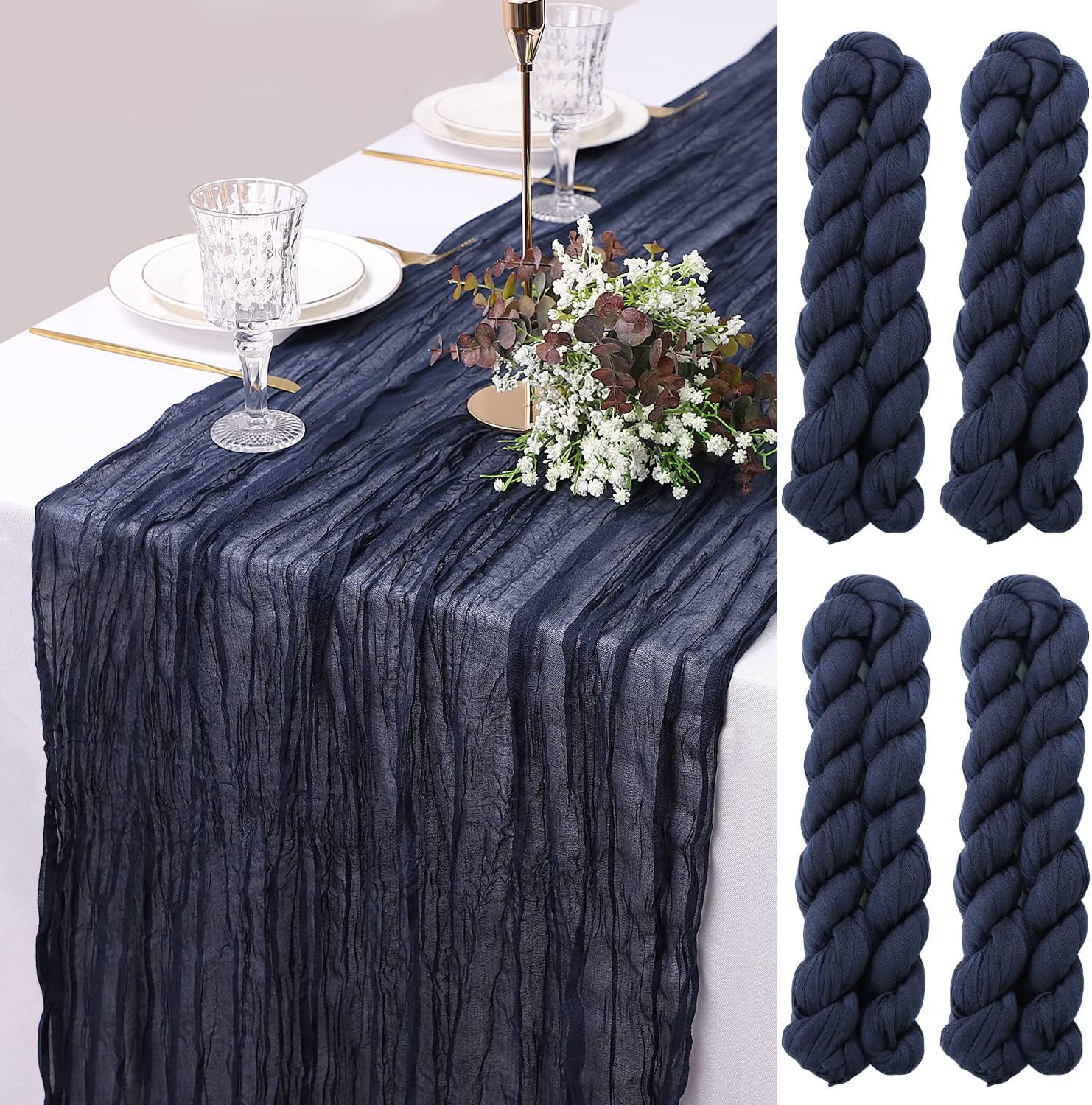 Navy Blue Cheesecloth Table Runner 3.3ft Long Gauze Table Runner Rustic ...