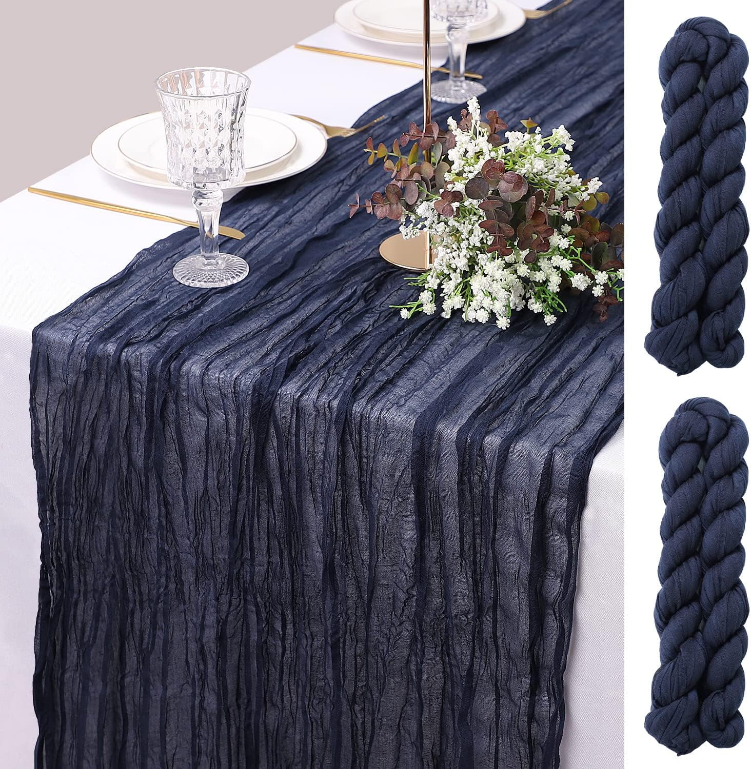 Navy Blue Cheesecloth Table Runner 3.3ft Long Gauze Table Runner Rustic ...