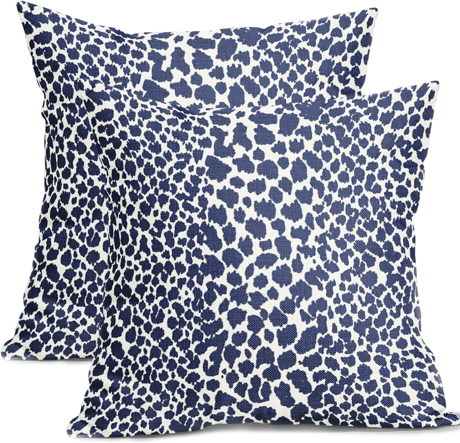 Navy Blue Cheetah Pillow Covers 18x18 Inch Set of 2 Blue And White ...