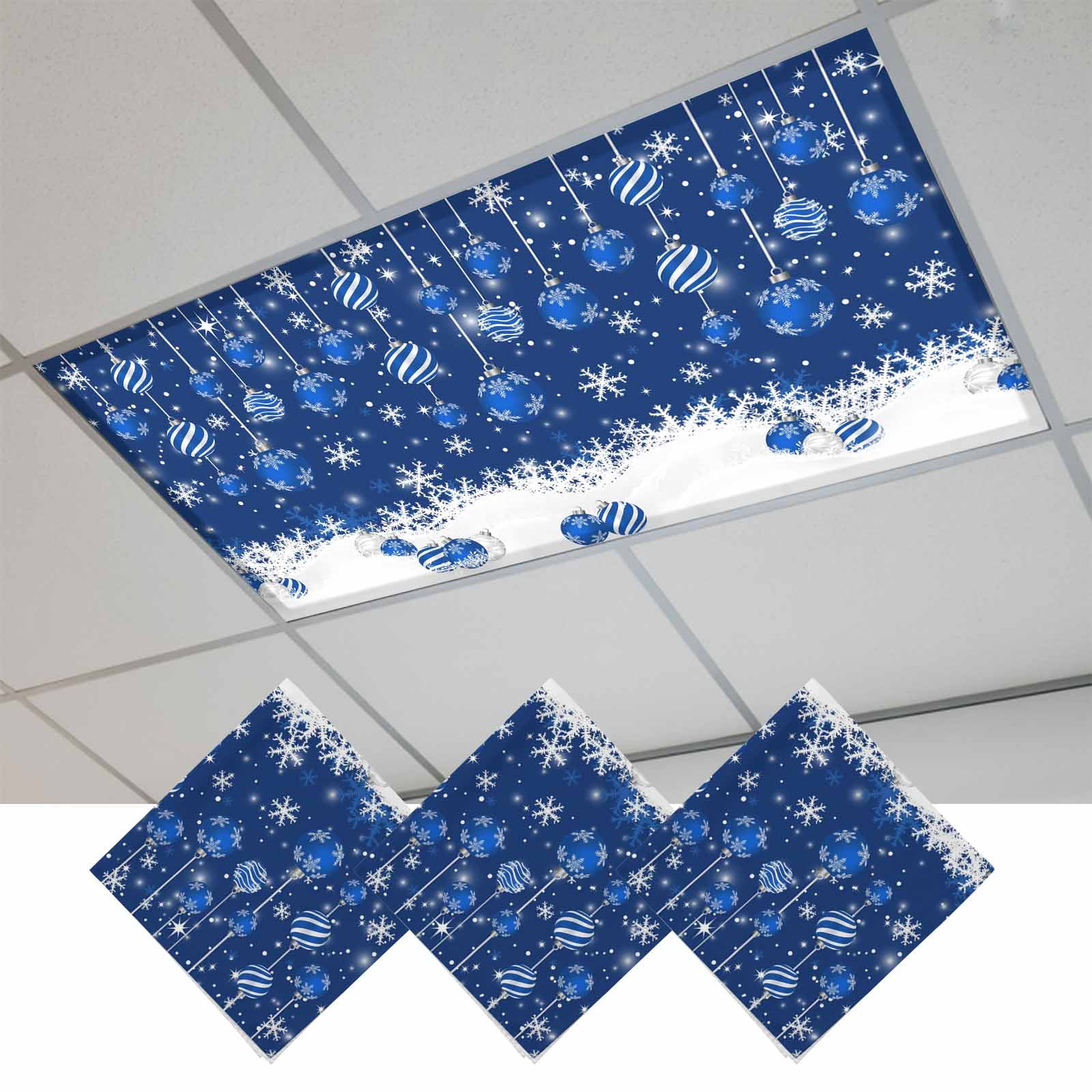 Navy Blue Christmas Fluorescent Light Covers, Weeping Xmas Ball ...