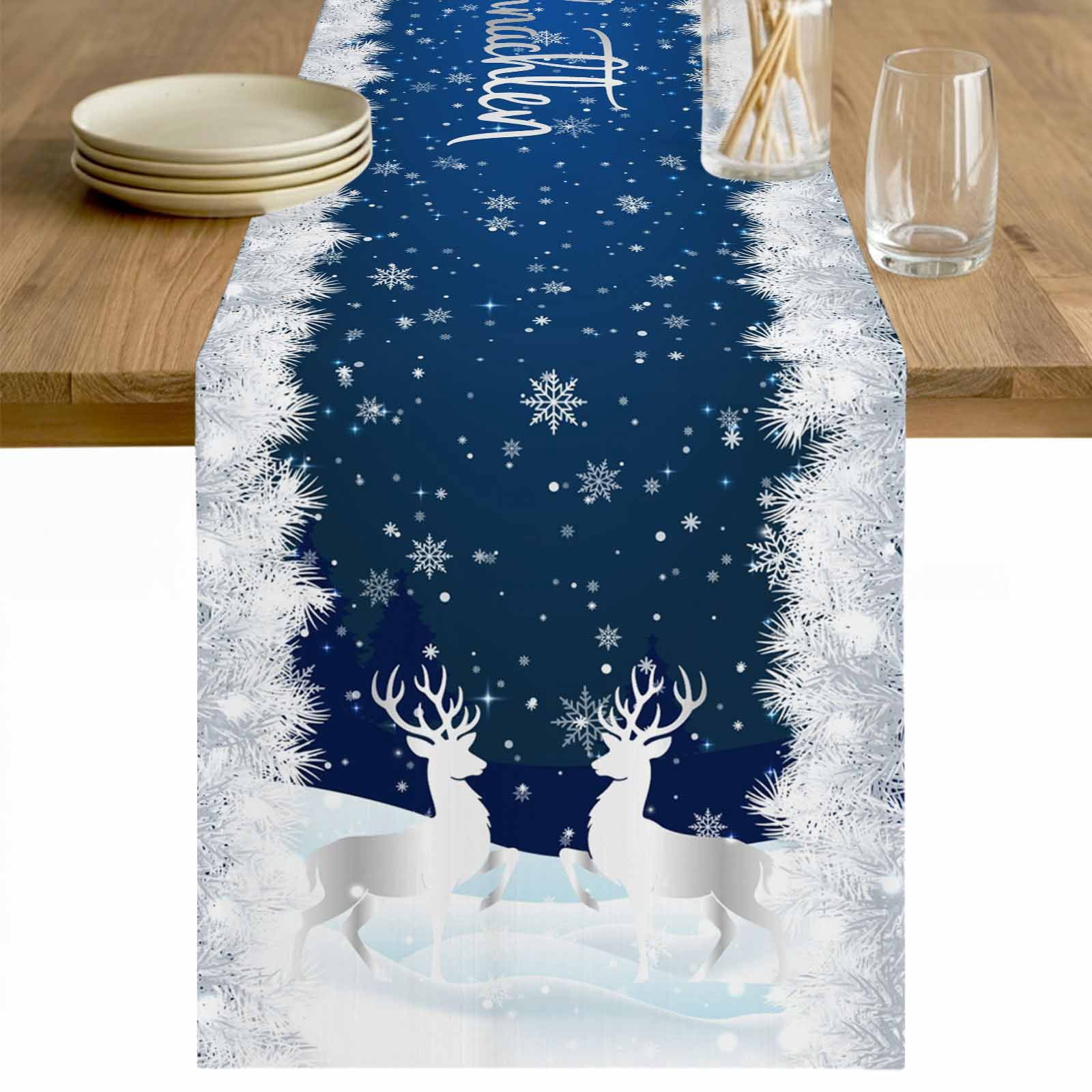 Navy Blue Christmas Table Runner 90 Inches Long Farmhouse Dress Scarves ...