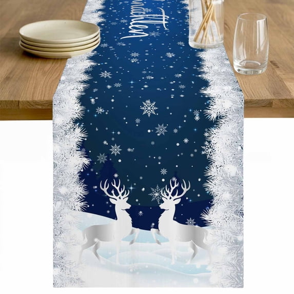 Navy Blue Christmas Table Runner 90 Inches Long Farmhouse Dress Scarves ...
