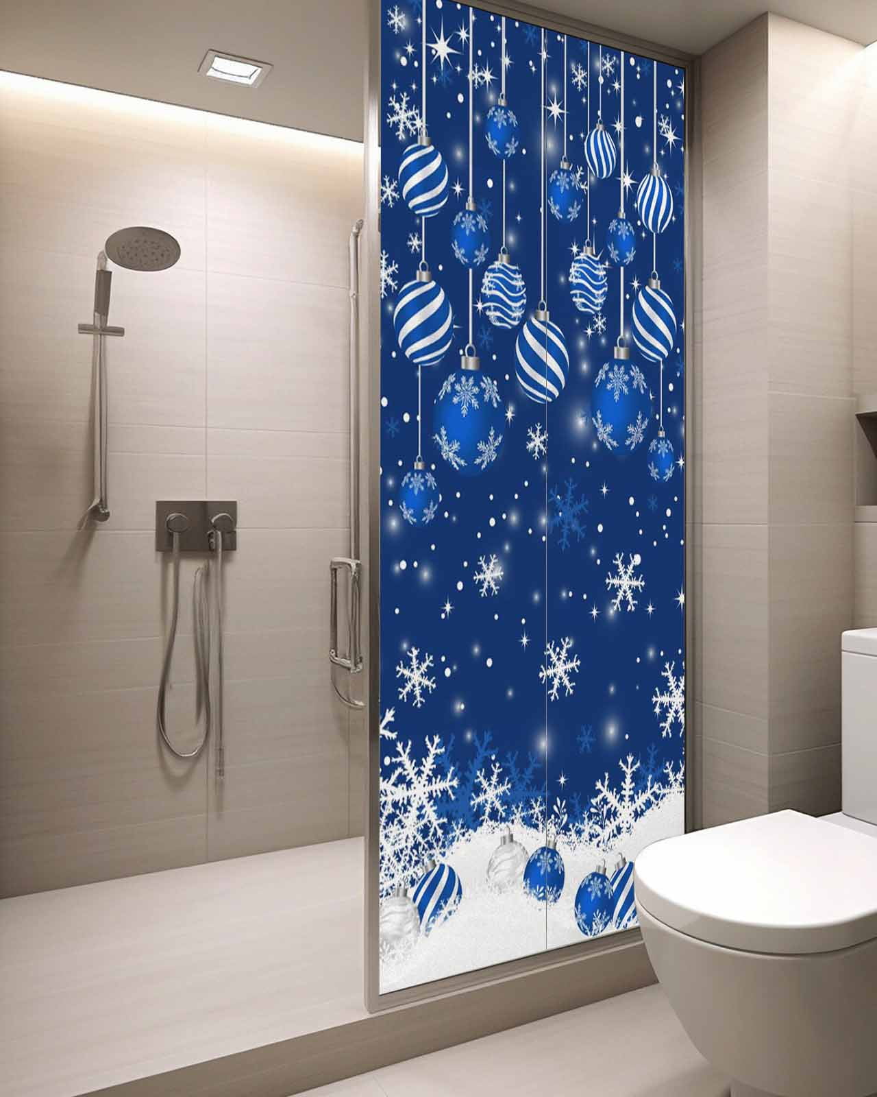 Navy Blue Christmas Window Privacy Film Stained Glass Window Film ...