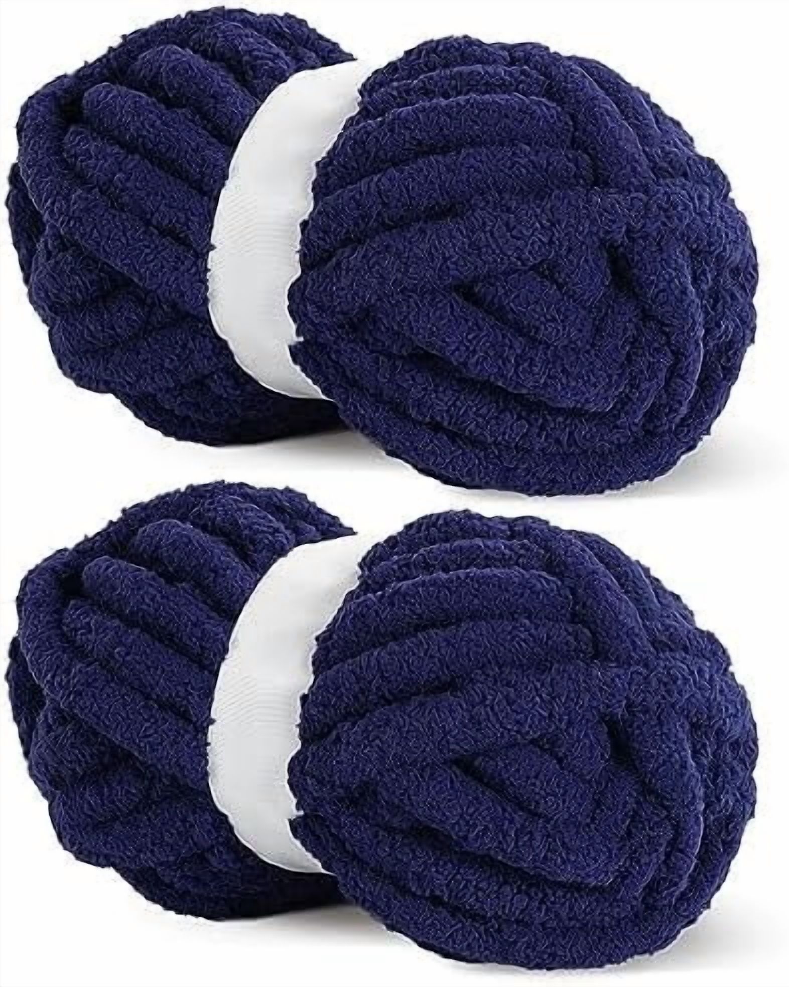 Navy Blue Chunky Chenille Yarn for Crocheting, Bulky Thick Fluffy Yarn ...