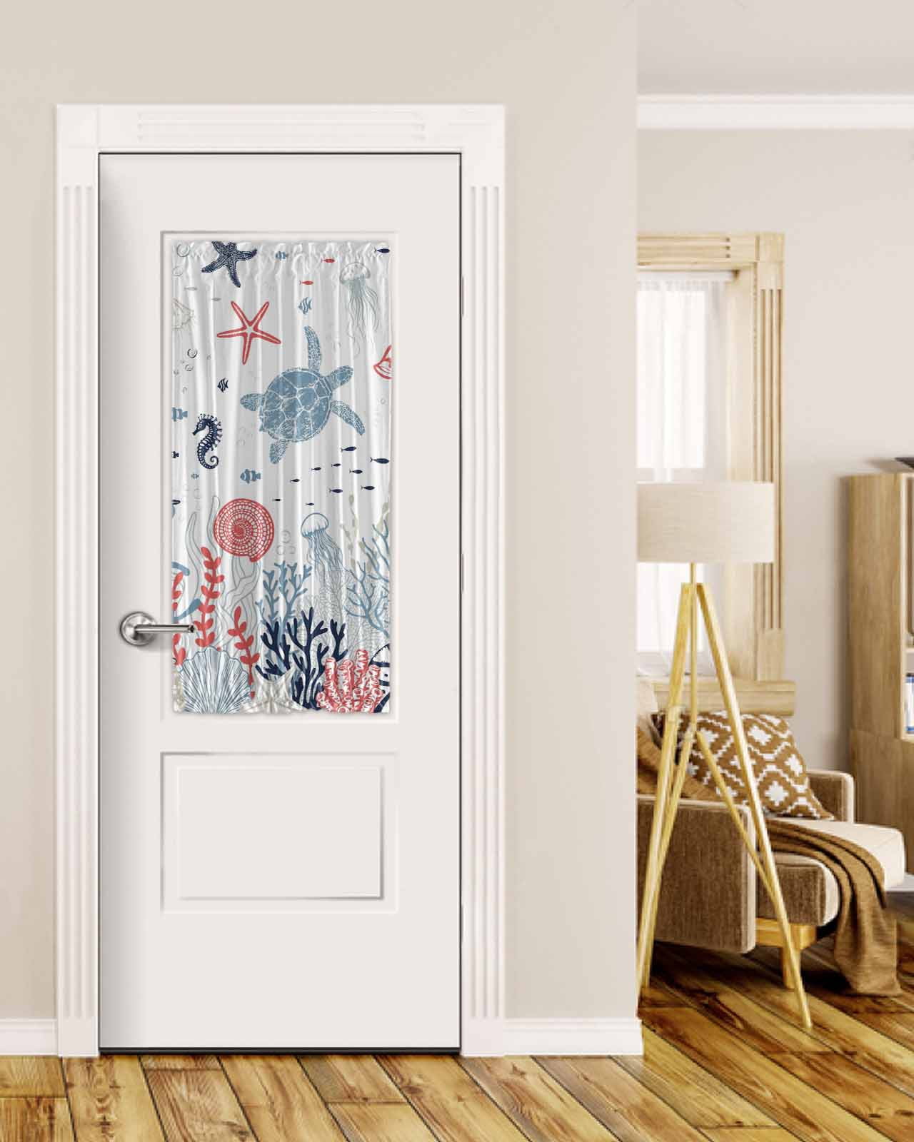 Navy Blue Coastal Blackout Door Curtains for French, Glass,Front, Back ...