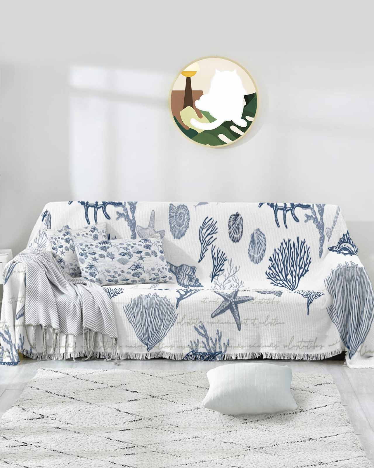 Navy Blue Coastal Sofa Couch Covers for 3 Cushion Couch,Washable L ...