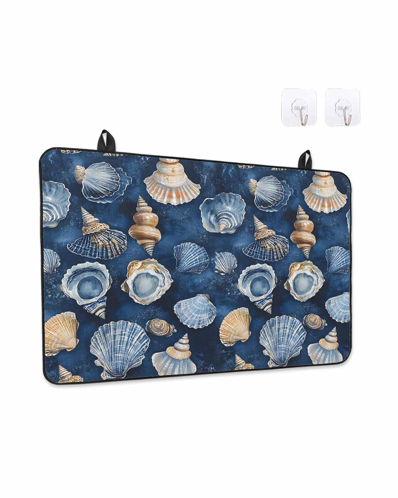 Navy Blue Coastal Stove Top Covers for Electric Stove, Kitchen Glass ...