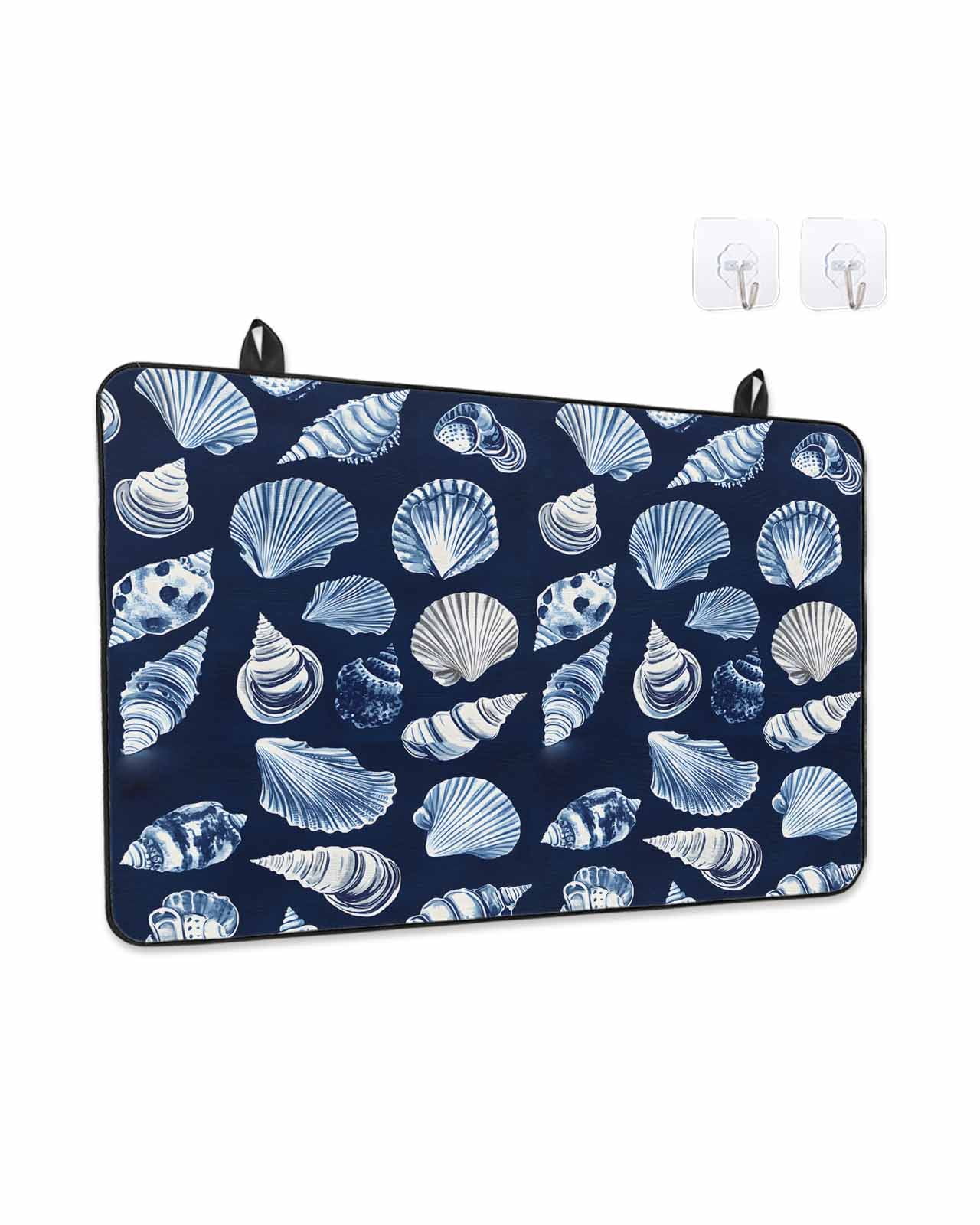 Navy Blue Coastal Stove Top Covers for Electric Stove, Kitchen Glass ...