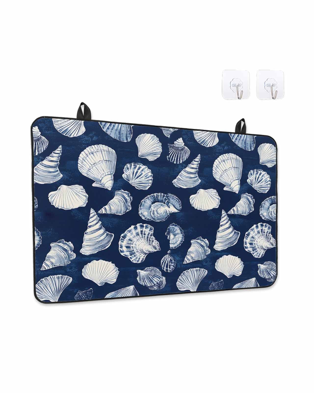 Navy Blue Coastal Stove Top Covers for Electric Stove, Kitchen Glass ...