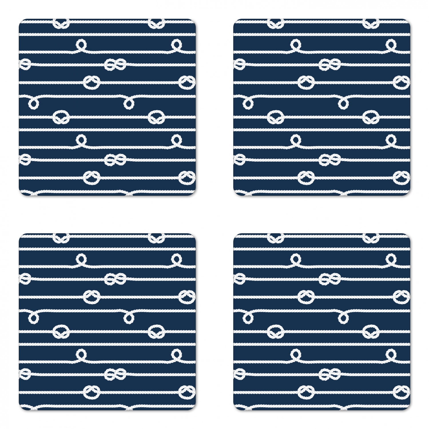 Navy Blue Coaster Set of 4, Horizontal Marine Knots Ropes Undone ...