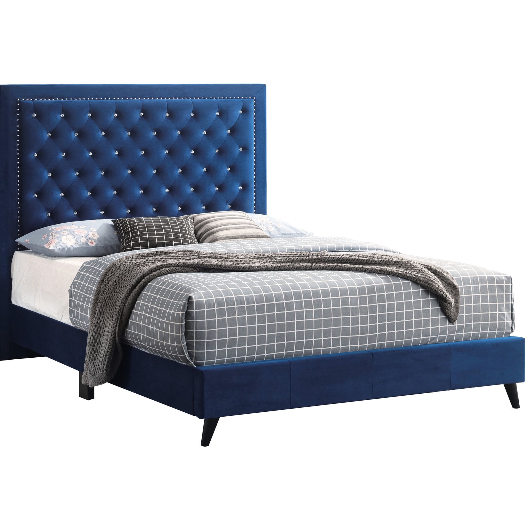 Navy Blue Color, Velvet Bed | Master Bedroom, Spacious Sleeping Space ...