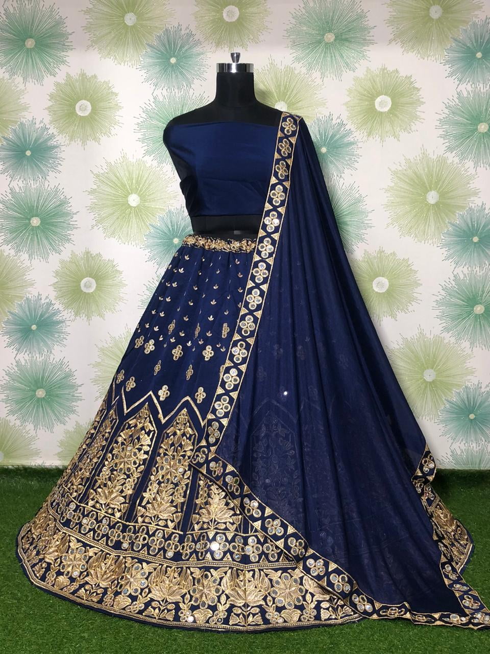 Navy Blue Colour Party Wear Unstitched Lehenga Choli Indian Wedding ...