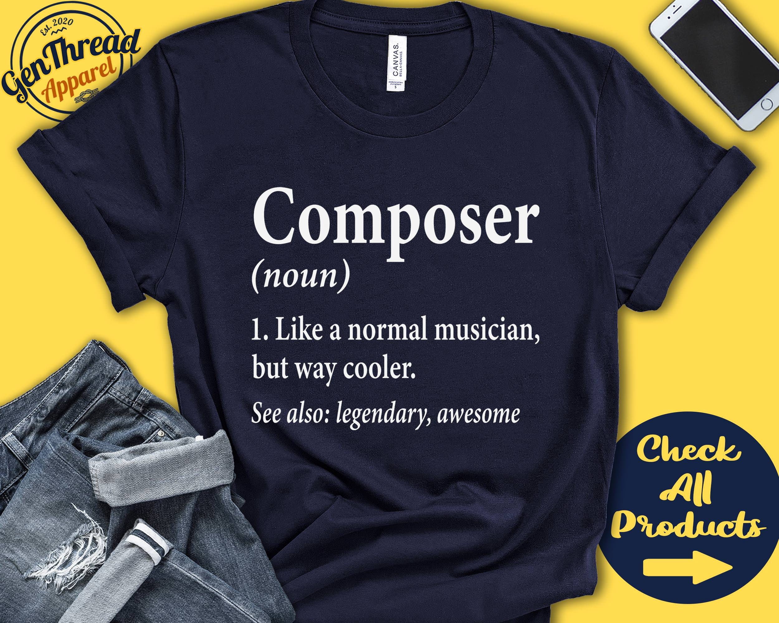 Navy Blue Composer Definition T-Shirt for Music Lovers and Gift for ...
