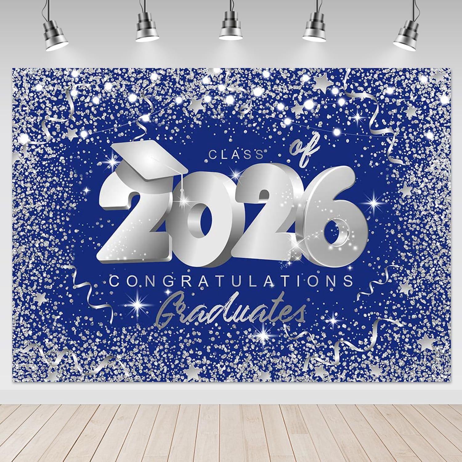 Navy Blue Congrats Grad Backdrop Class of 2026 Graduation Background ...