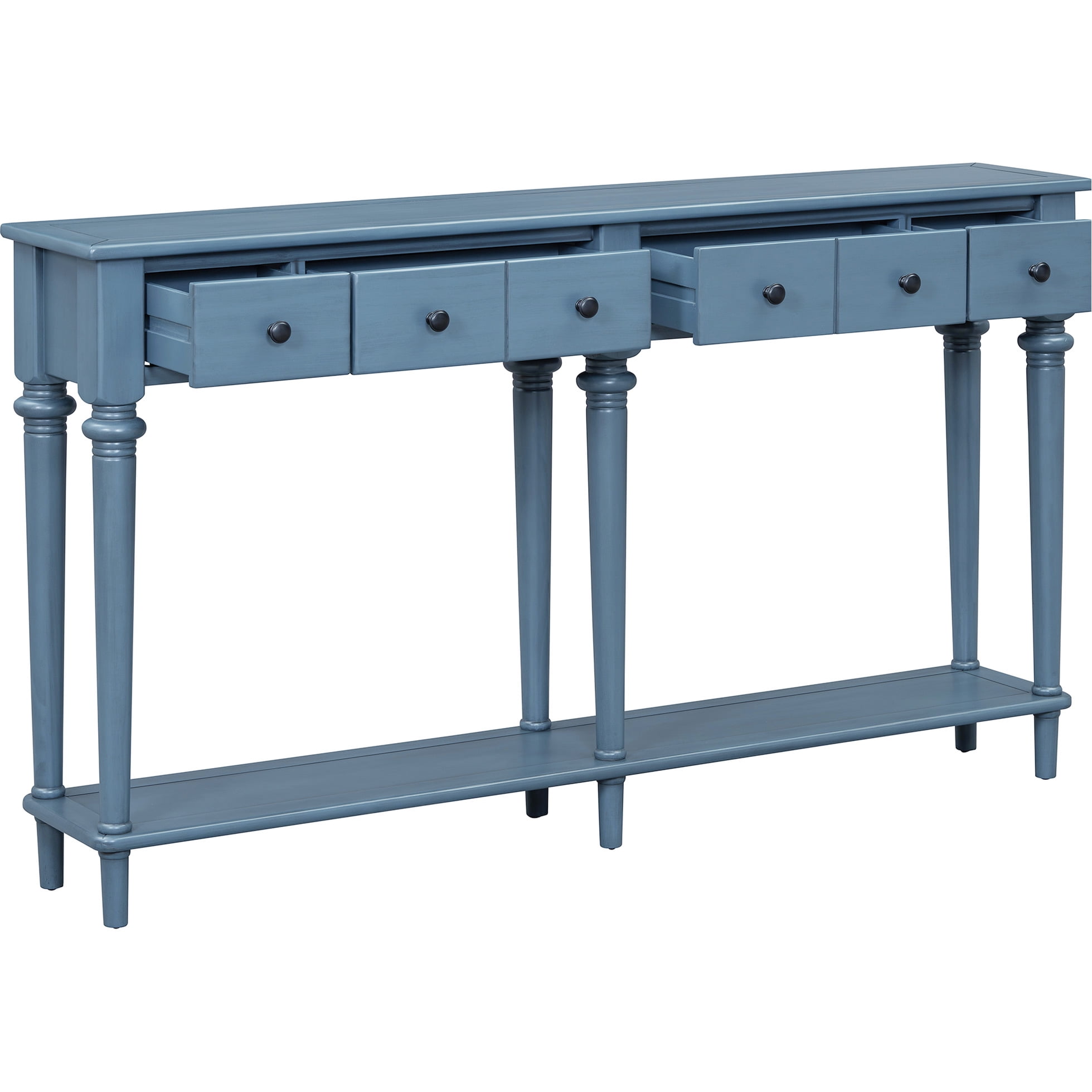 Navy Blue Console Table With 4 Drawers And Open Shelf By . Vintage Look ...