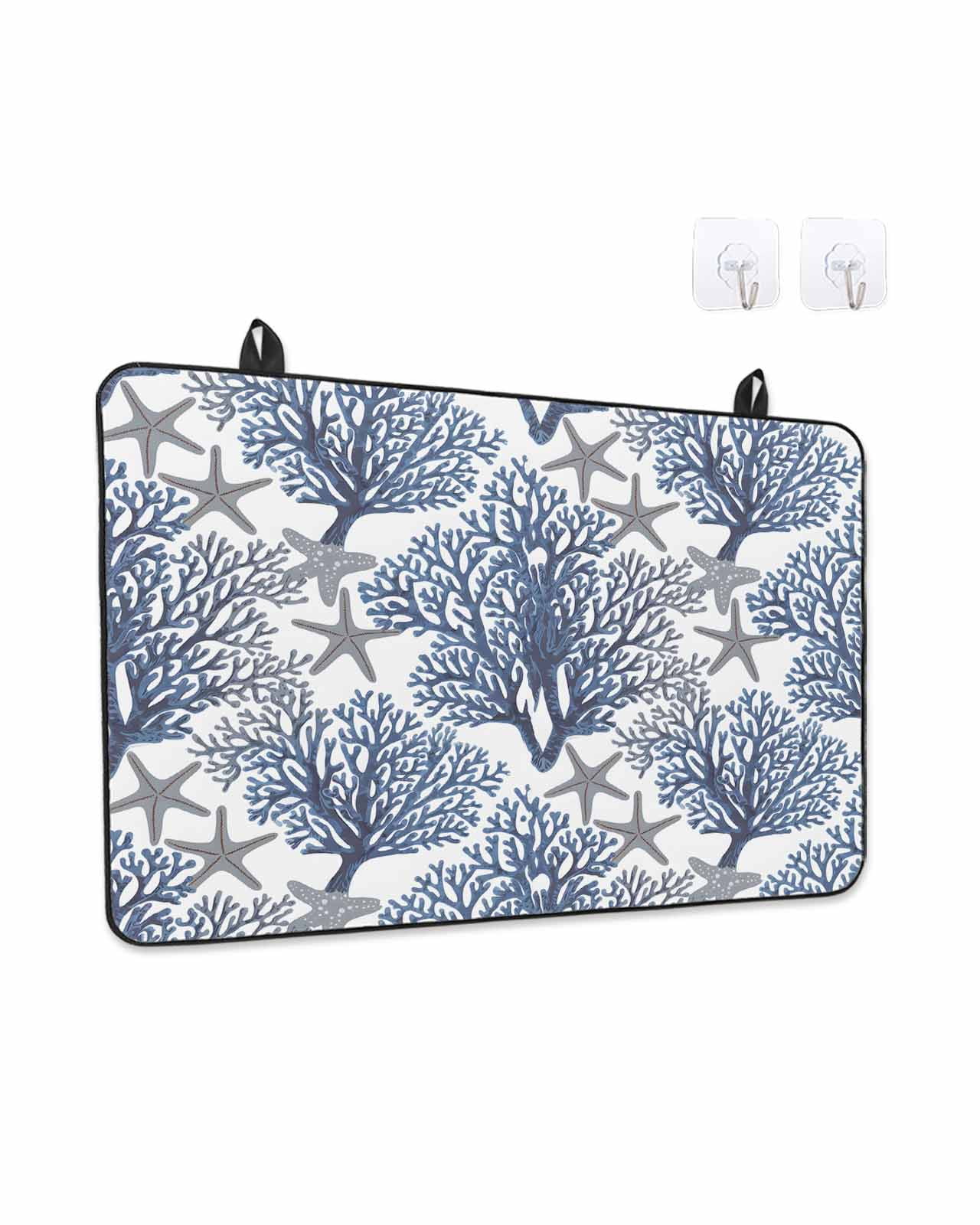 Navy Blue Coral Coastal Stove Top Covers for Electric Stove, Kitchen ...